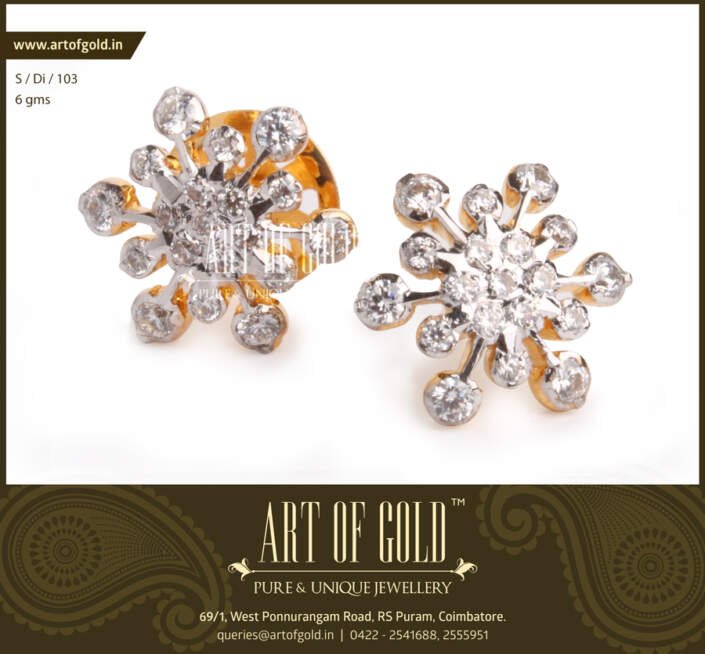 Traditional Stone set Studs | Art of Gold Jewellery, Coimbatore