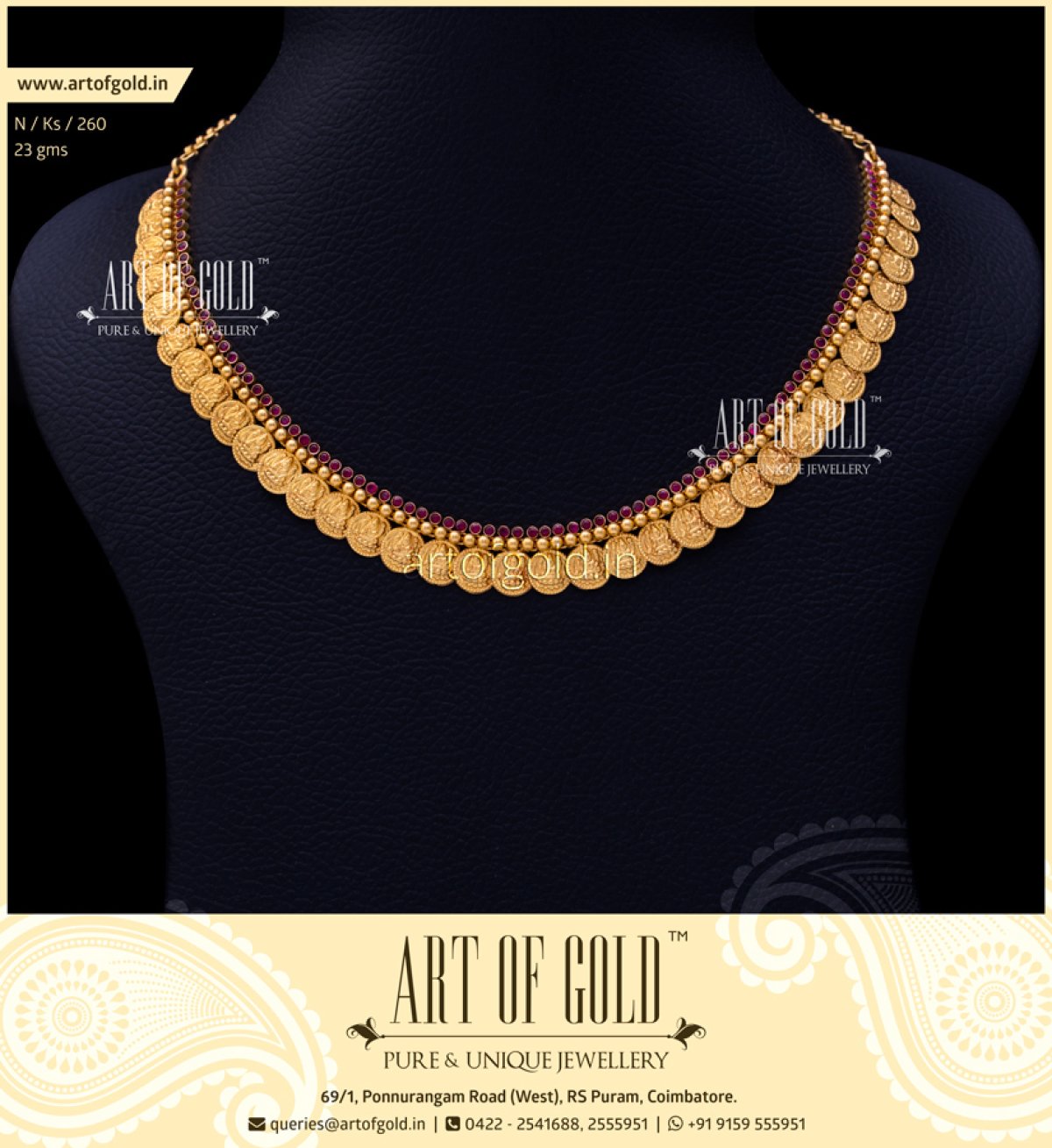 Light Weight Lakshmi Kasumala Art of Gold Jewellery Coimbatore