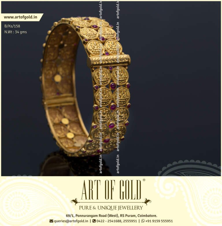Double Row Lakshmi Kasu Bangle | Art of Gold Jewellery, Coimbatore