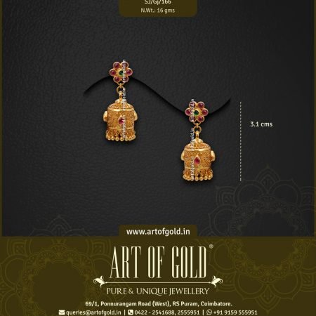 Triangle Gold Jhumkas | Art of Gold Jewellery, Coimbatore