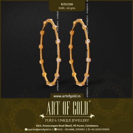 Simple Stone Bangle Design | Art of Gold Jewellery, Coimbatore