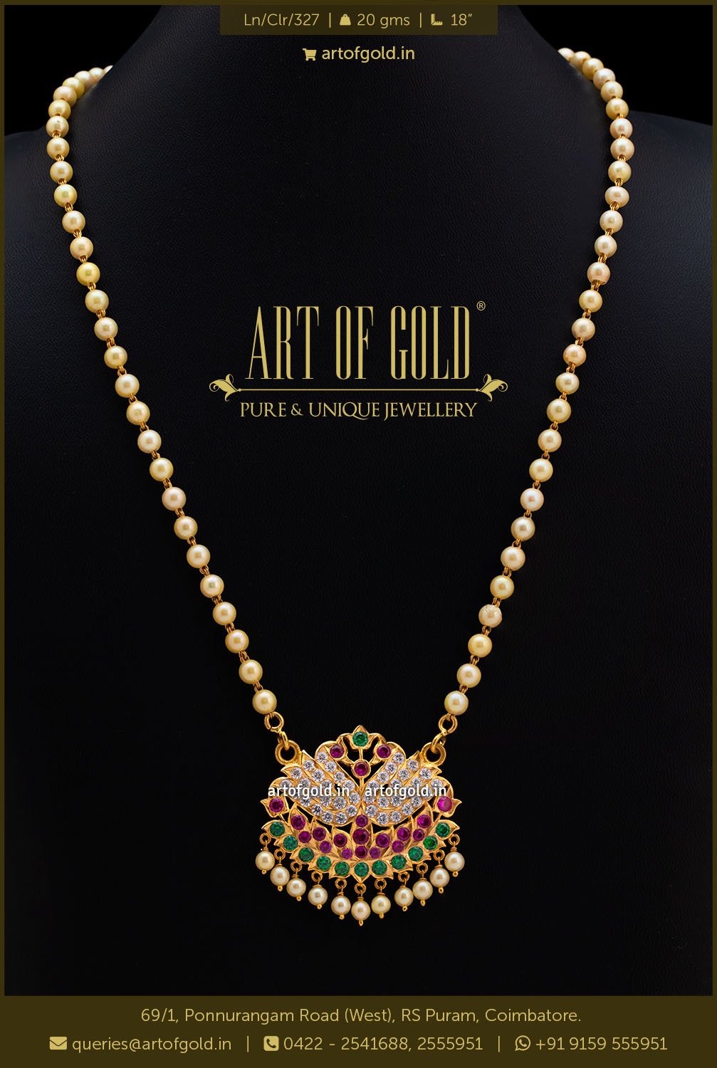 Pearl Necklace With Gold Pendant Art Of Gold Jewellery Coimbatore Pearl Necklace With Gold Pendant Art Of Gold Jewellery Coimbatore