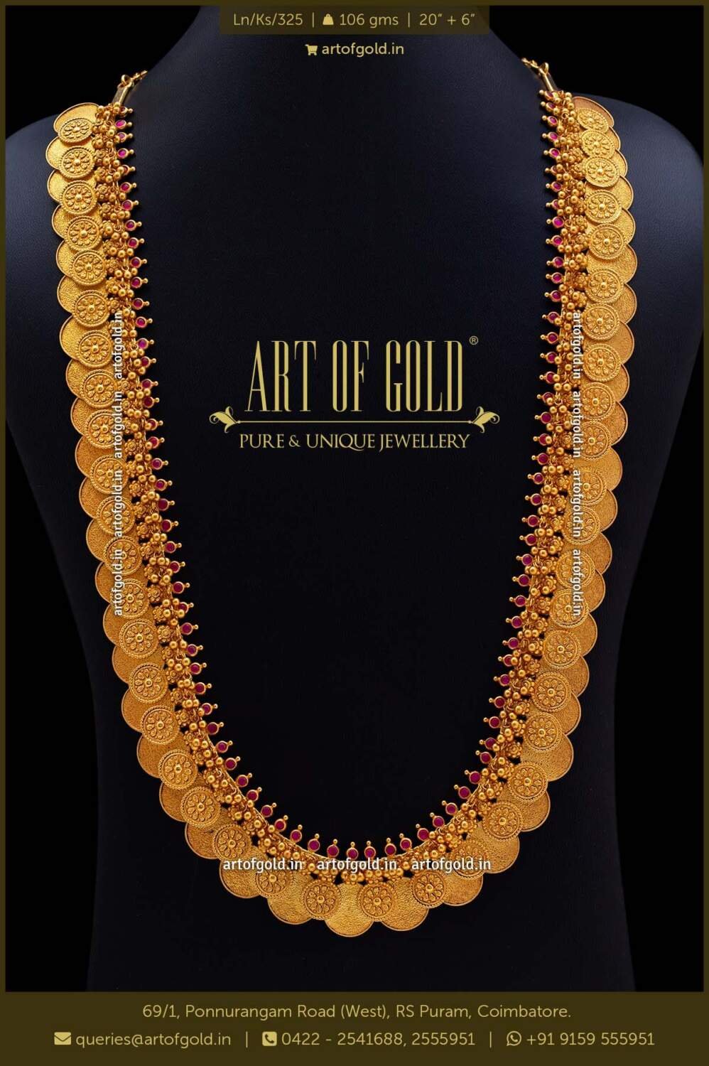 Long Kasulaperu Haram | Art of Gold Jewellery, Coimbatore