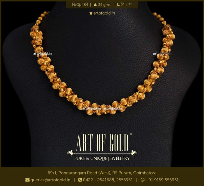Designer Gold Balls Necklace | Art of Gold Jewellery, Coimbatore