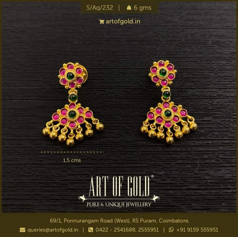 Kemp Stud Drops | Art of Gold Jewellery, Coimbatore