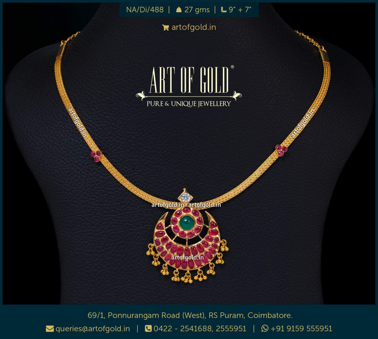 Gold Pathaka Necklace | Art of Gold Jewellery, Coimbatore