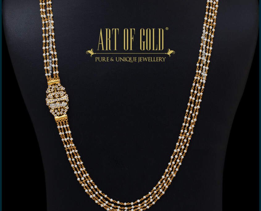 Gold chain with stones | Art of Gold Jewellery, Coimbatore