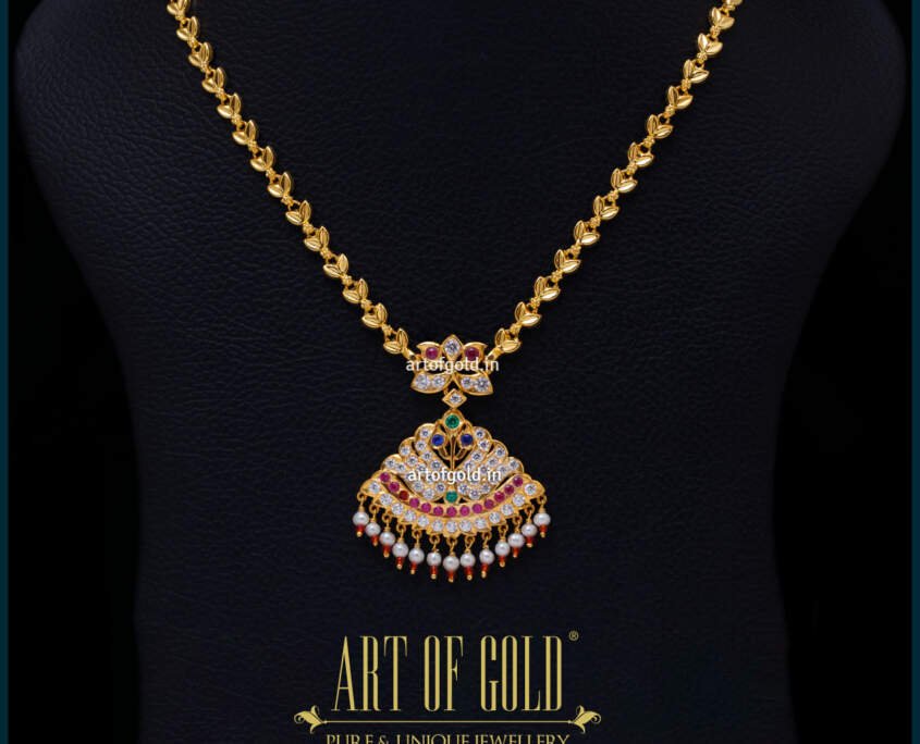 Gold Pathaka Necklace | Art of Gold Jewellery, Coimbatore
