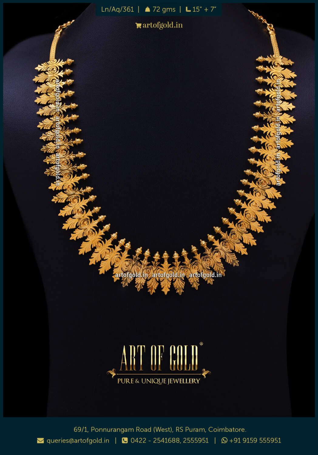 Medium Length Gold Haram | Art of Gold Jewellery, Coimbatore