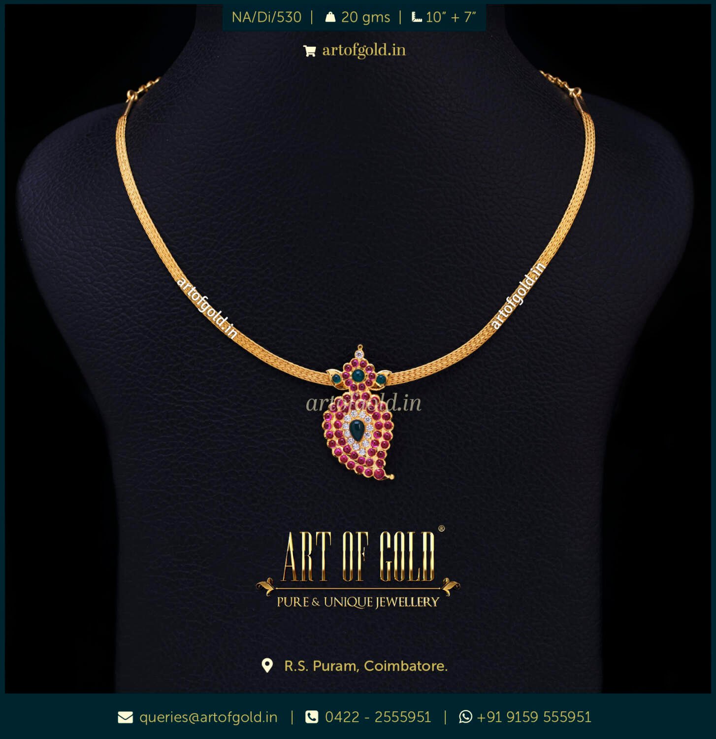 Mango Pendant Addigai | Art of Gold Jewellery, Coimbatore