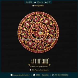 Gold Rakodi - Ruby & Emerald studded | Art of Gold Jewellery, Coimbatore