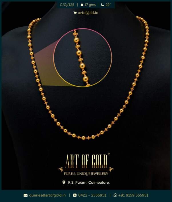 Gold Balls Chain | Art of Gold Jewellery, Coimbatore