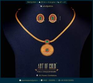 Gold Attigai Set - Mesh Pendant | Art of Gold Jewellery, Coimbatore