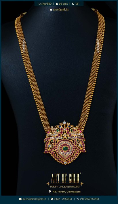 Gold Pendant & Chain Haram | Art of Gold Jewellery, Coimbatore