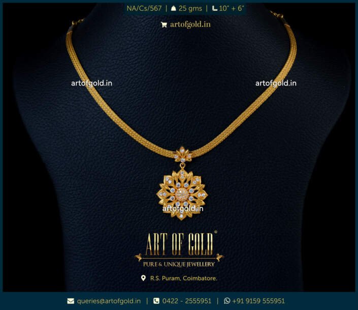 Addigai with Victorian style pendant | Art of Gold Jewellery, Coimbatore