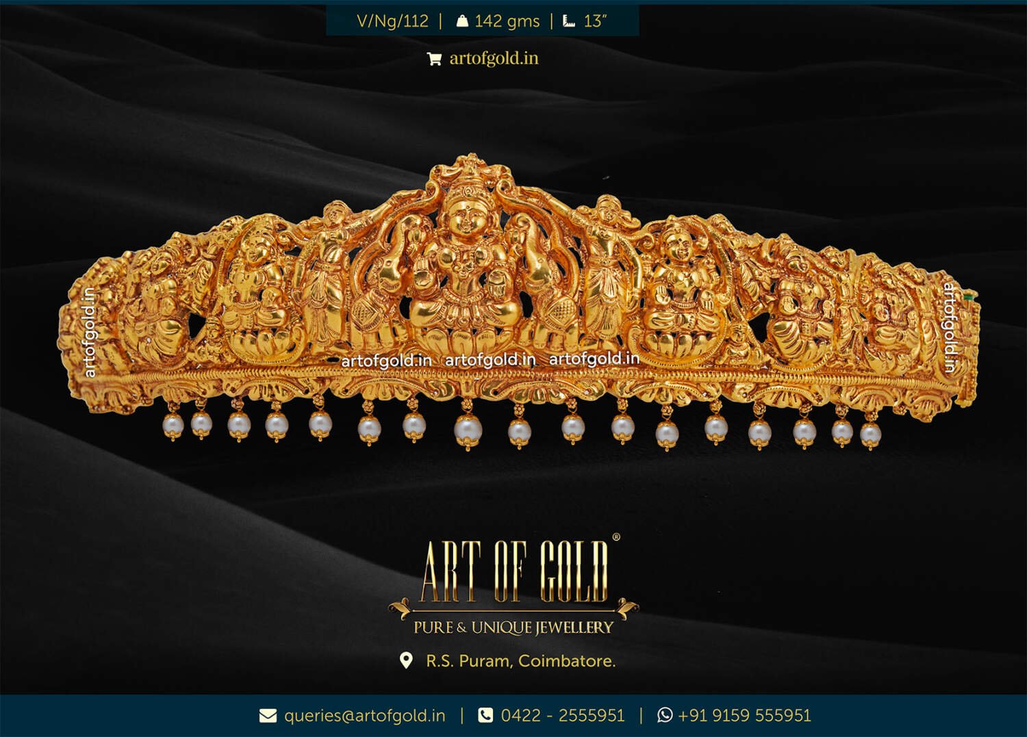Gold Ashtalakshmi Vaddanam / Ottiyanam | Art of Gold Jewellery, Coimbatore