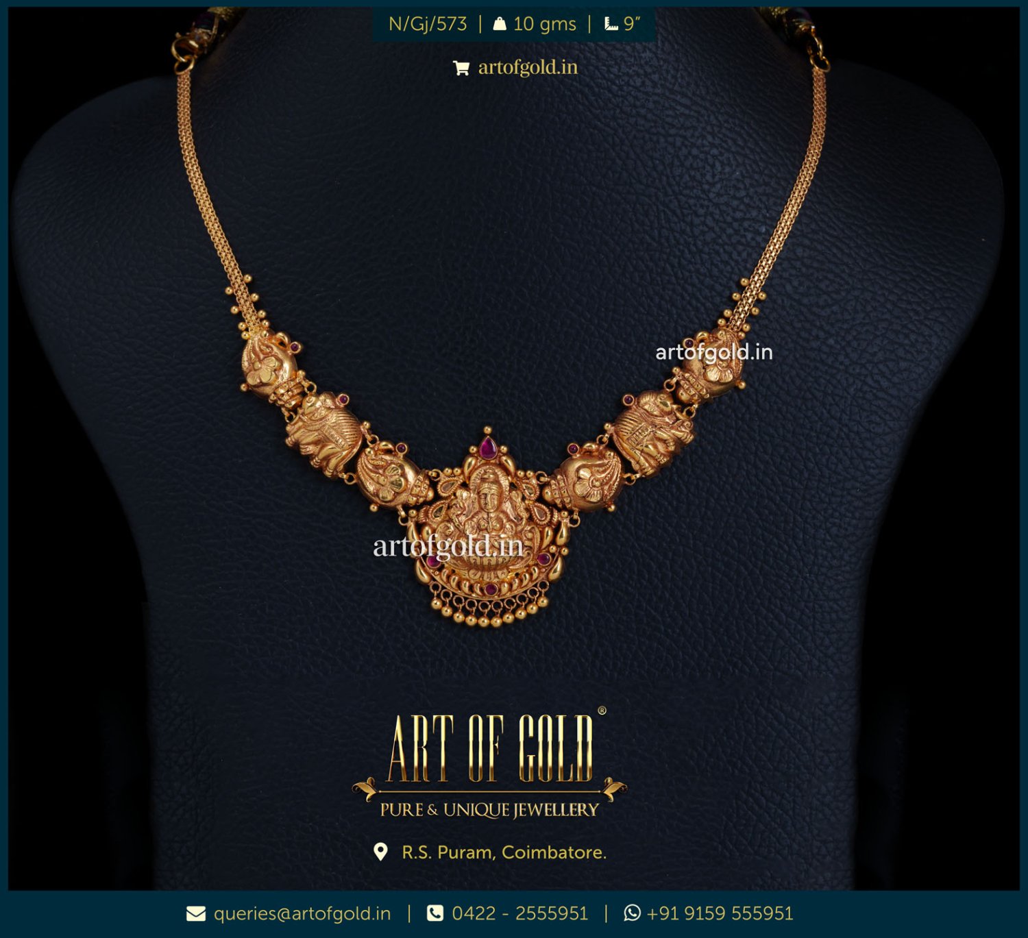 Light Weight Gold Necklace | Art of Gold Jewellery, Coimbatore